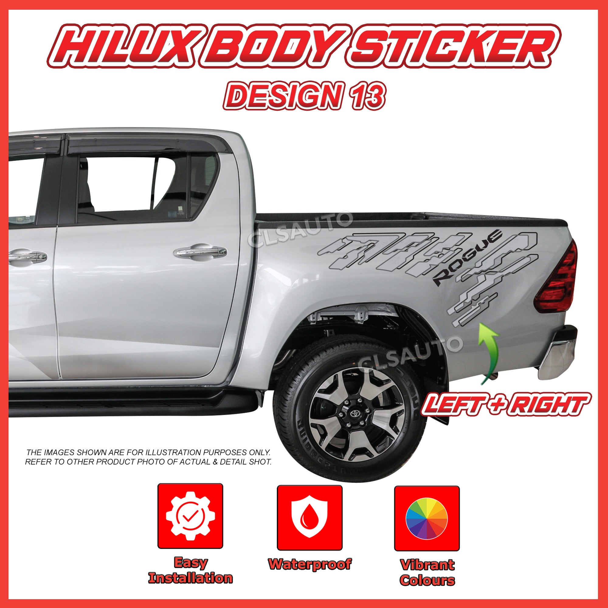 Toyota Hilux Side Body Lining Sticker – Replacement Decal (Design 13 ...